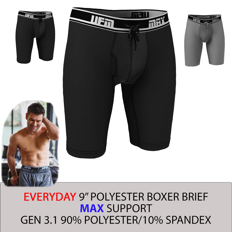 UFM Men's Pouch Underwear - Polyester Long Boxer Briefs 9 inch | Max ...